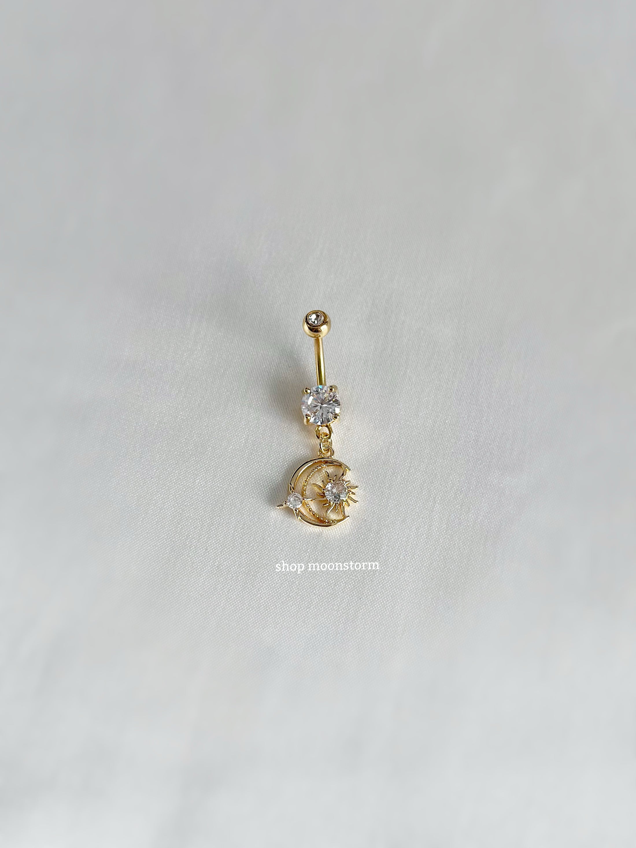 CZ Gold Moon & Star Belly Ring – Shop Moonstorm